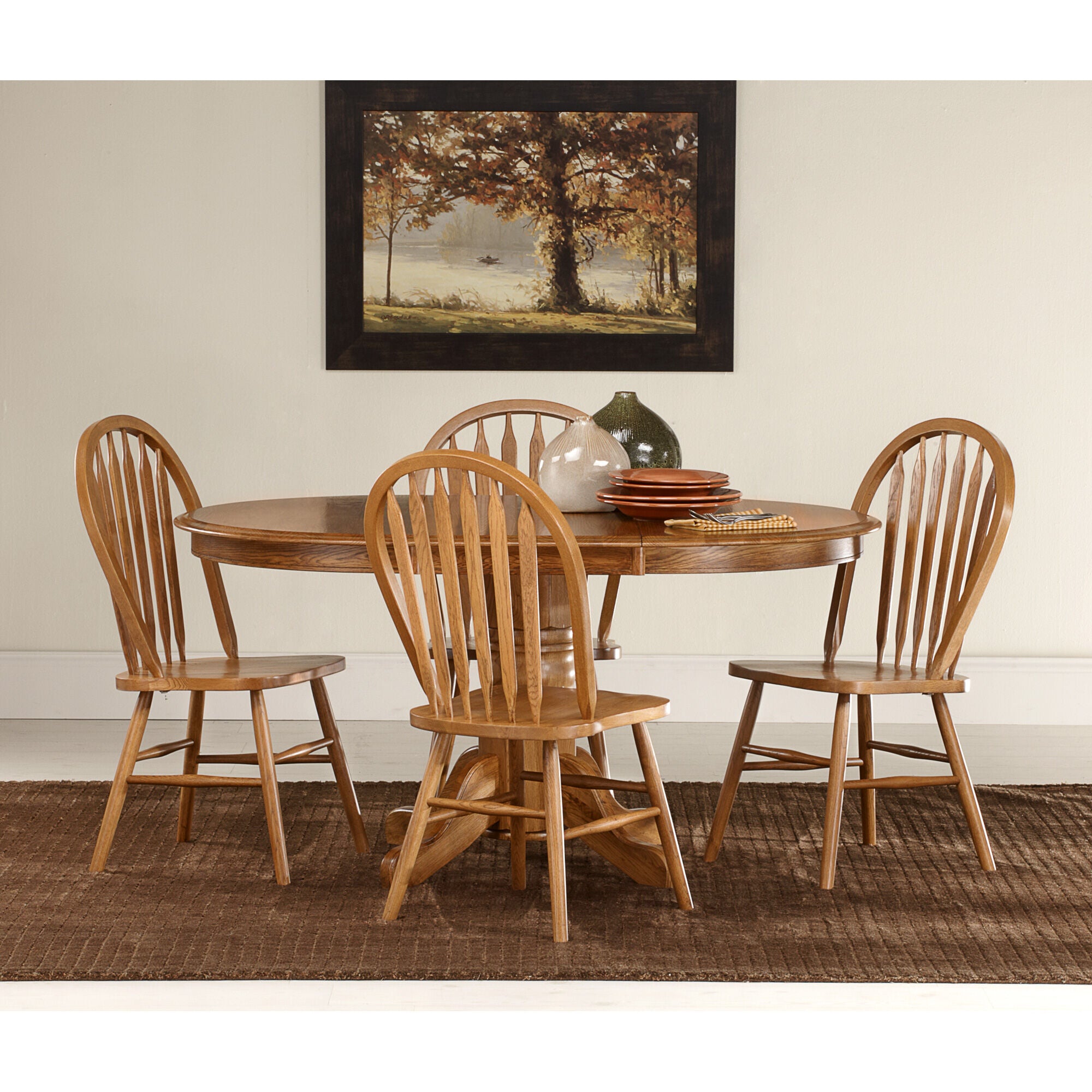 Jefferson 5 Piece Arrow Back Pedestal Dining Set
